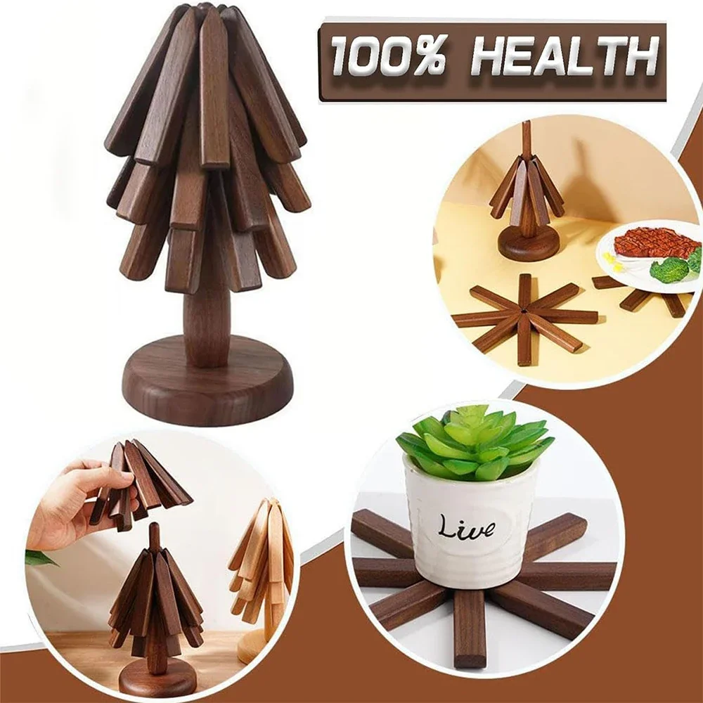 Wooden-Trivet-Stand-Walnut-Tree-Table-Mat-Trivets-Decorative-Foldable ...