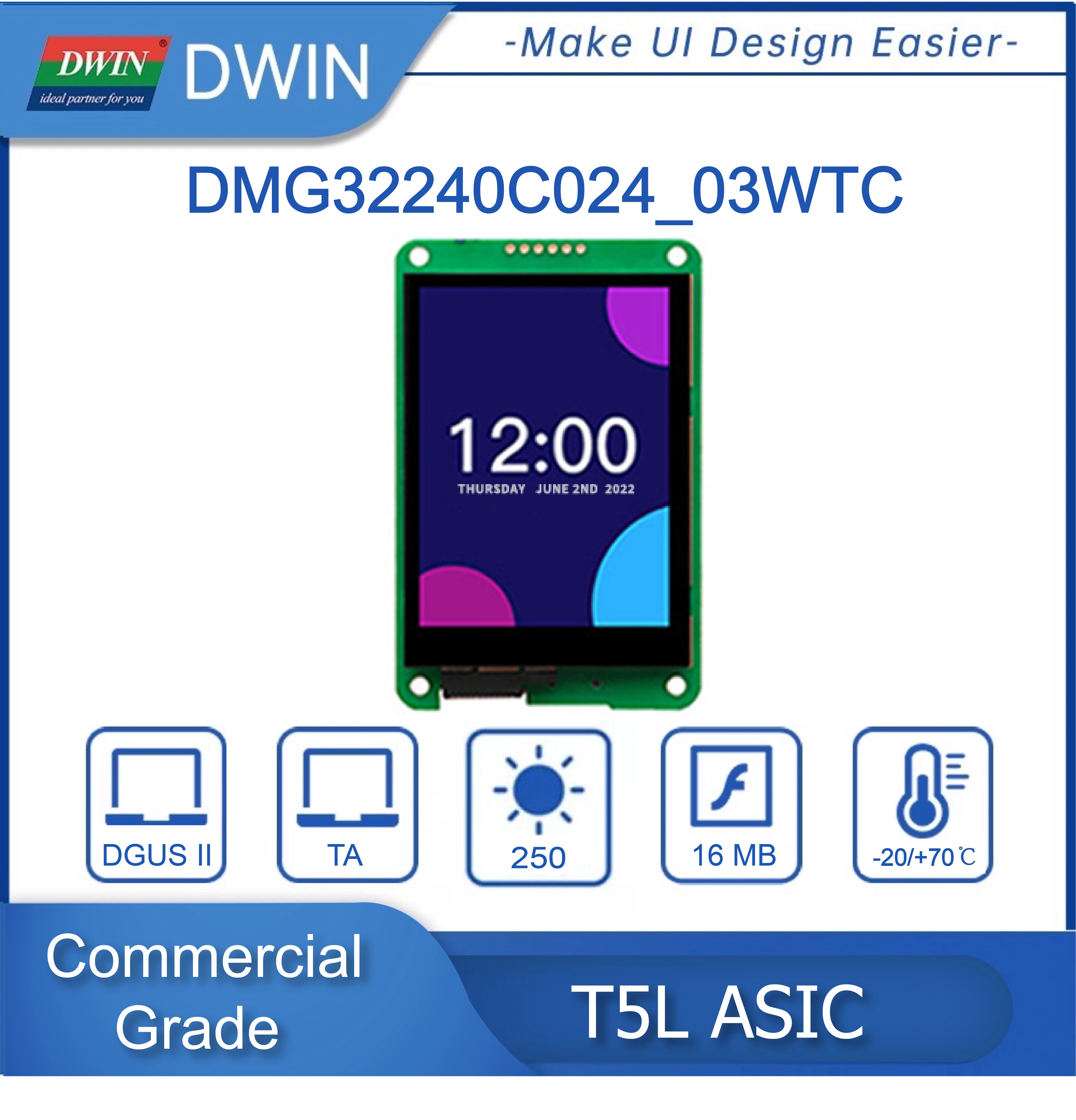 DWIN 2.4 Inch 320*240 Resolution HMI Touch Screen Commercial Grade UART TN-TFT-LCD Smart Display ...