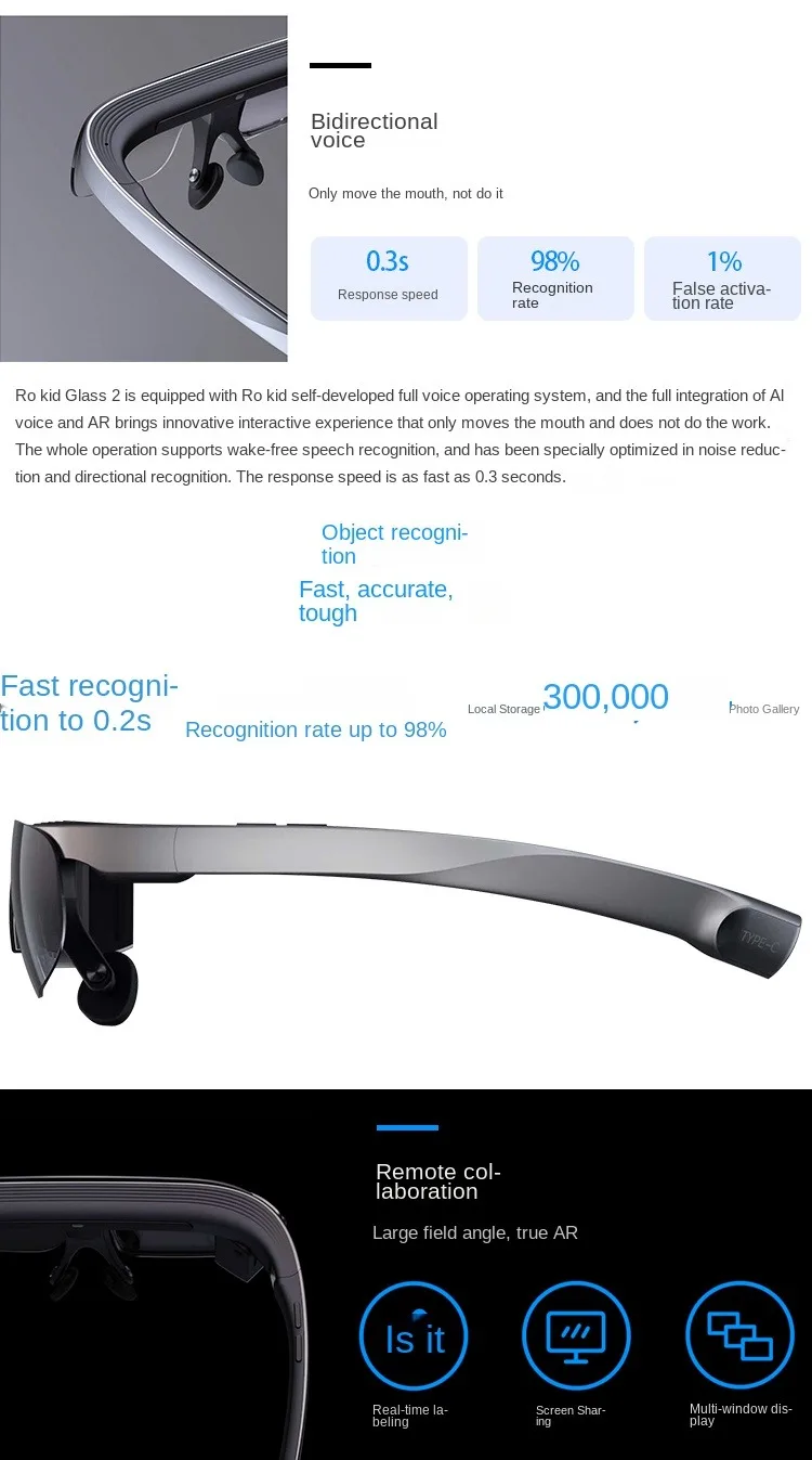 Rokid Glass 2 Foldable AR Glasses 32GB Industry Application Version ...