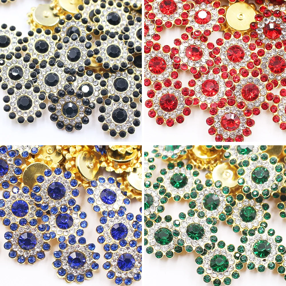 14mm Gold Lace Claw Cup Rhinestones Shiny Crystals Strass Beads Sewing ...