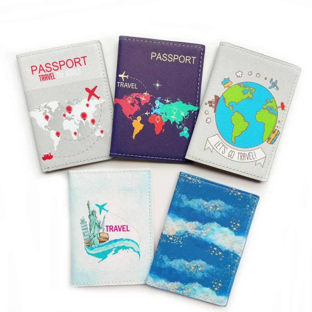 Travel-Around-The-World-Passport-Cover-Leather-Bank-Credit-Card-Case ...