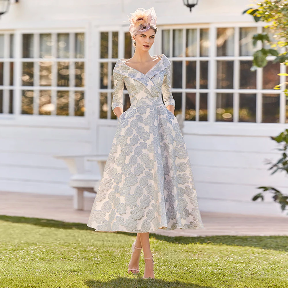 Tea Length Empire Waist Mother Bride Dresses - Elegant Three Quarter ...