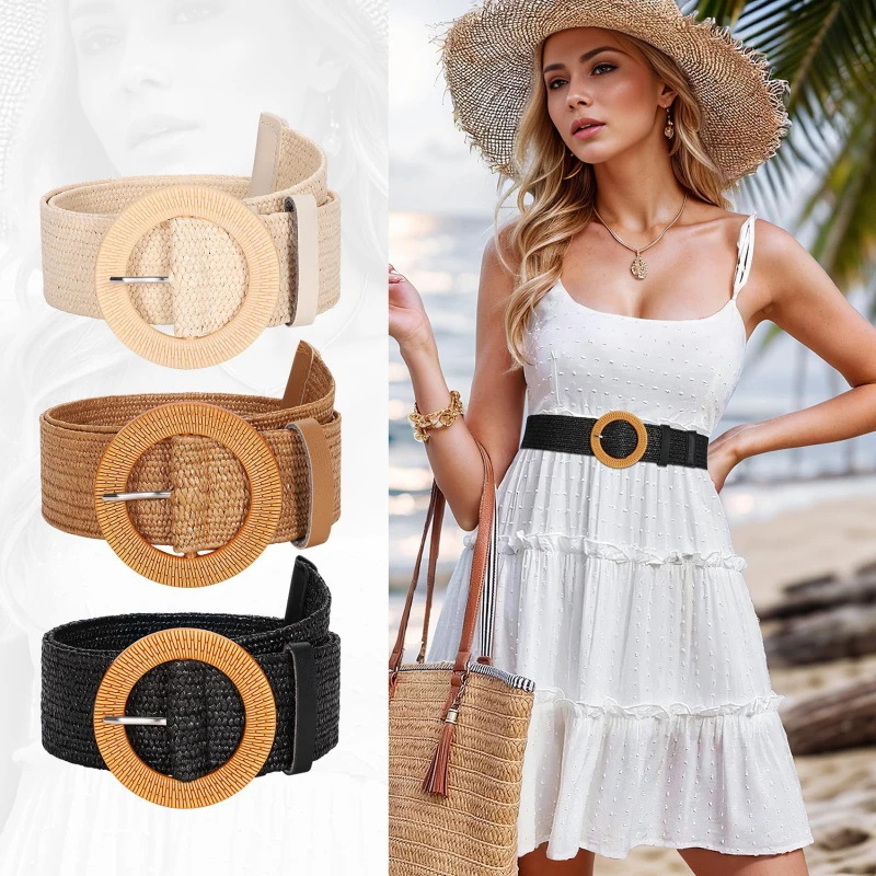 Fashion-Women-PP-Straw-Belt-Bohemian-Wide-Elastic-Waist-Belt-Braided ...