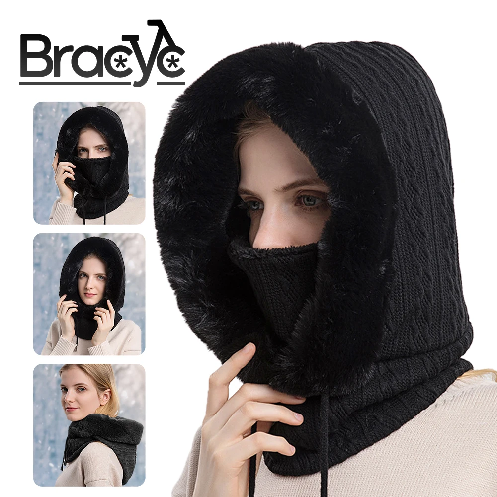 3-in1-Winter-Women-Knitted-Ski-Hat-with-Scarf-Neck-Warmer-Fleece-Lined ...