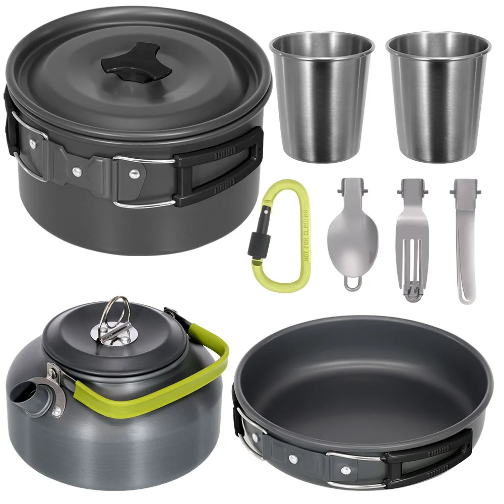 Camping-Cookware-Set-Lightweight-Portable-Pan-Kettle-Cup-Spoon-Fork ...