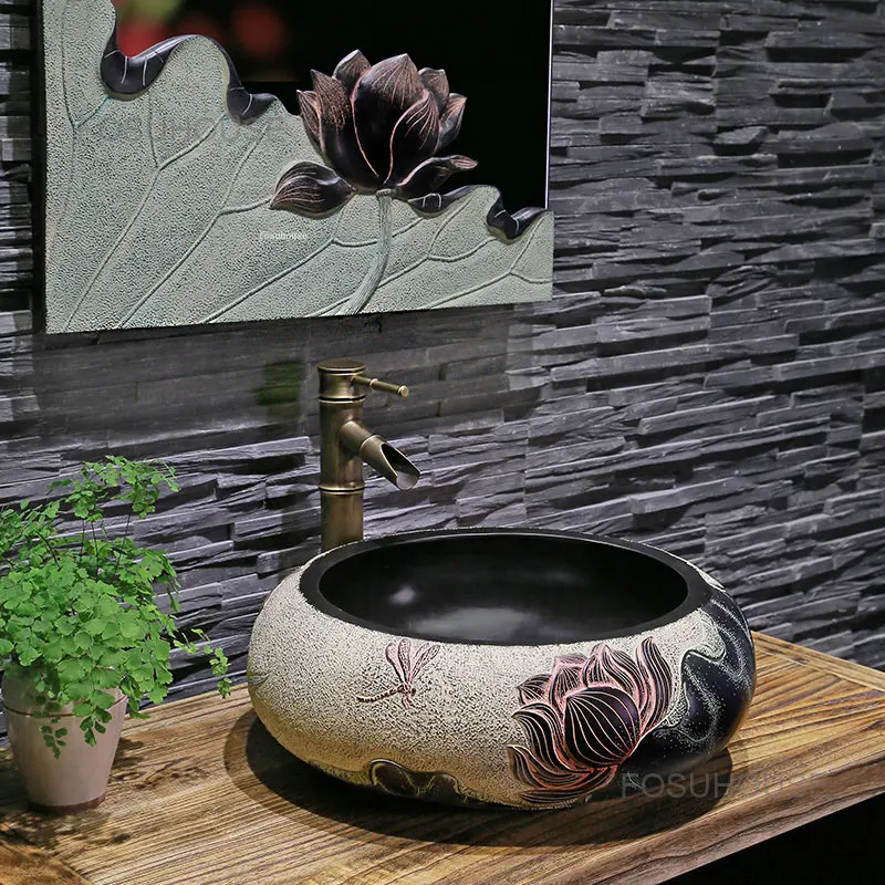 Pastoral-Hotel-Bathroom-Sinks-Chinese-Bathroom-Washbasins-Single ...