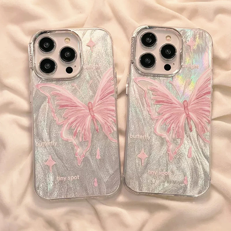 Luxury-Pink-Butterfly-Glitter-Laser-Phone-Case-For-iPhone-16-Pro-Max-15 ...