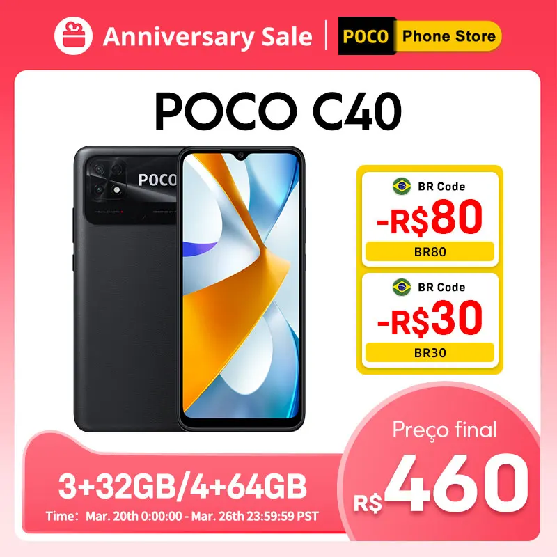 Versão global poco c40 3gb 32gb/4gb 64gb smartphone jlq jr510 octa core ...