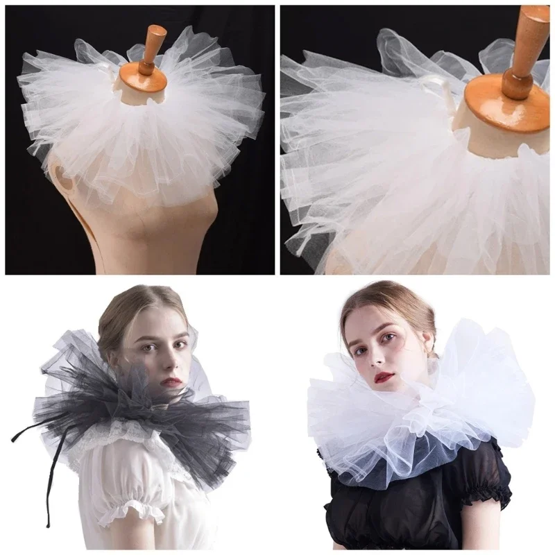 Women-Vintage-Mesh-Neck-Ruff-Detachable-Tulle-Ruffle-Collar-for ...