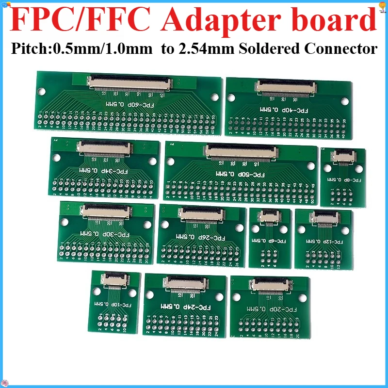 2Pcs FPC/FFC Adapter Board 0.5/1.0mm to 2.54mm Soldered Connector 4/5/6 ...