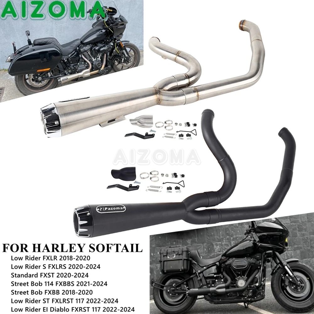 Refit-2-Into-1-Motorcycle-Exhaust-System-Full-Pipe-Muffler-For-Harley ...