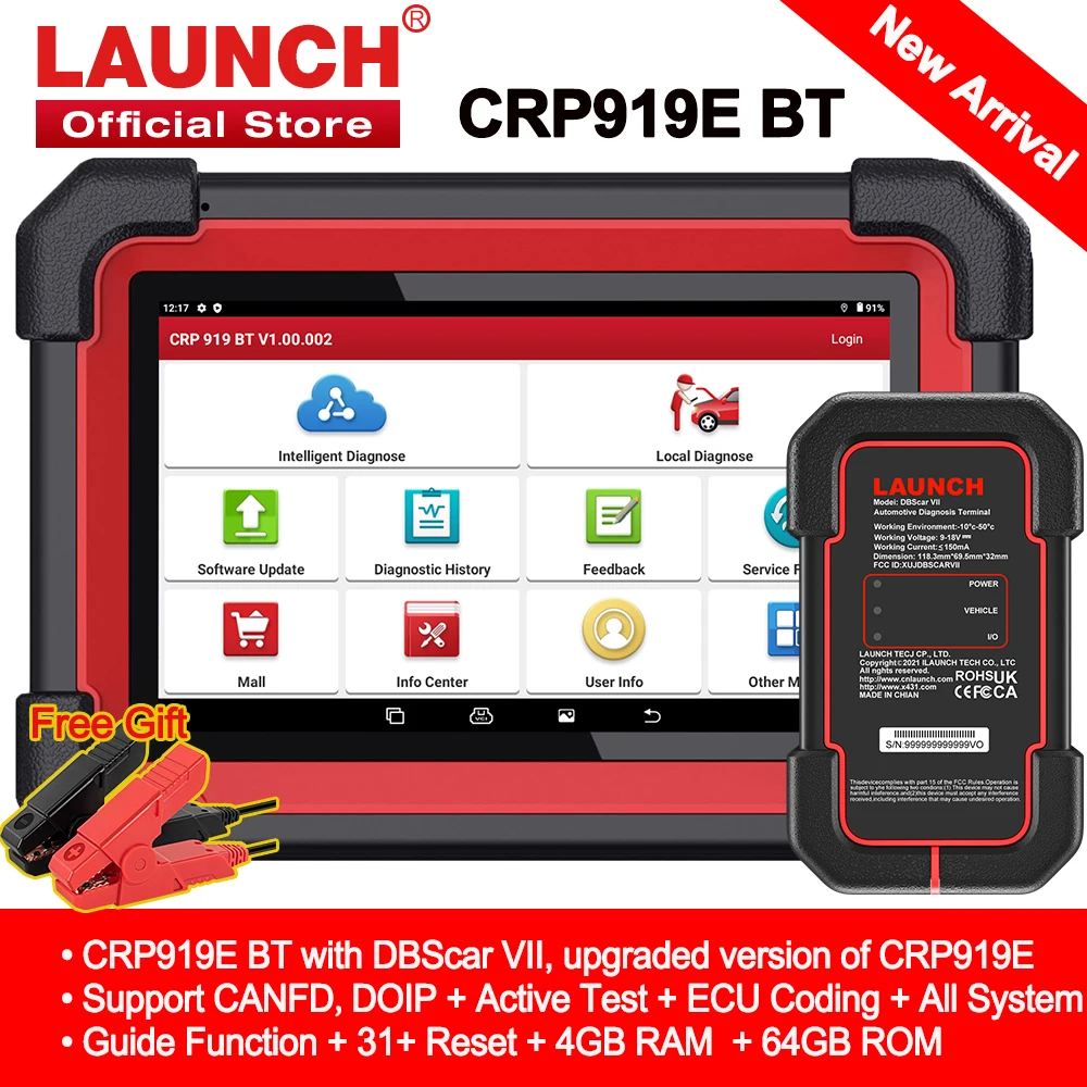 LAUNCH-Outil de diagnostic de voiture X431 CRP919E BT, EAU OBD OBD2 ...