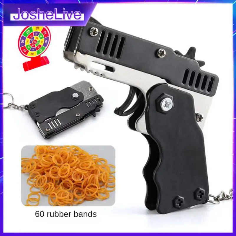 1-2Pcs-Rubber-Band-Gun-Kids-Toy-Cool-Keychain-Mini-Metal-Folding ...