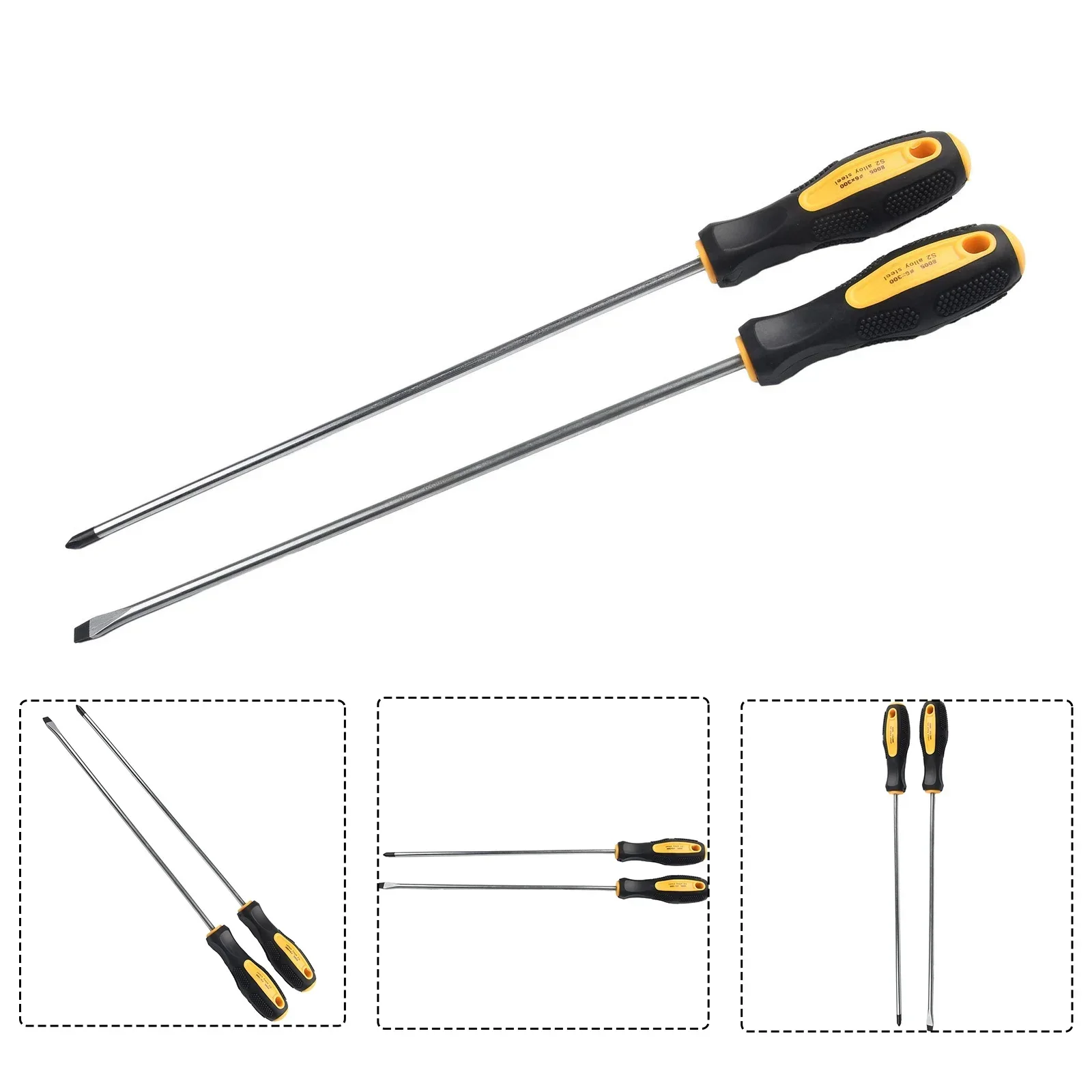 1-2pcs-Extended-Screwdriver-Long-Slotted-Cross-Screwdriver-With-Rubber ...