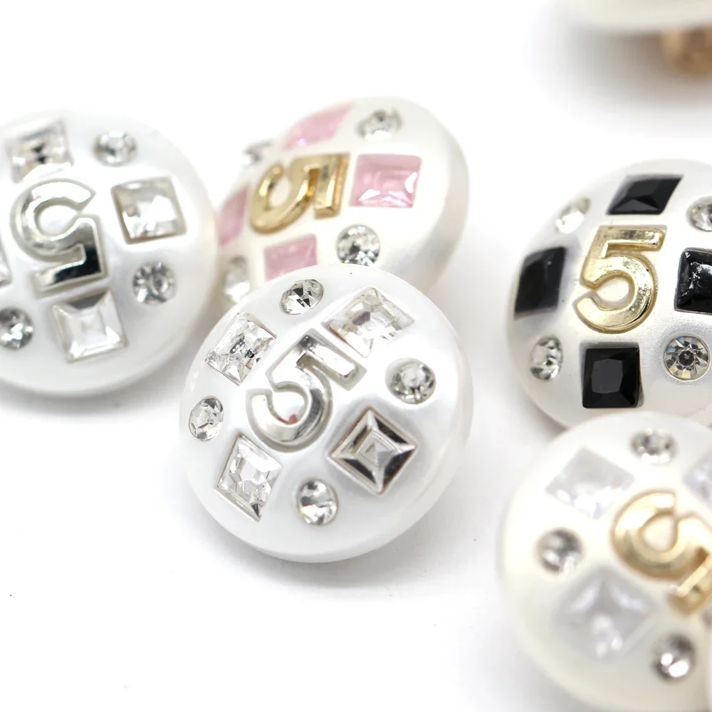 HENGC-Round-Colorful-Number-5-Metal-Buttons-With-Rhinestone-For ...