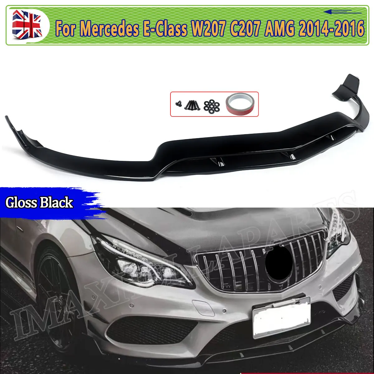 Gloss Black Front Lip Bumper For Mercedes E Class Coupe W207 C207 for ...
