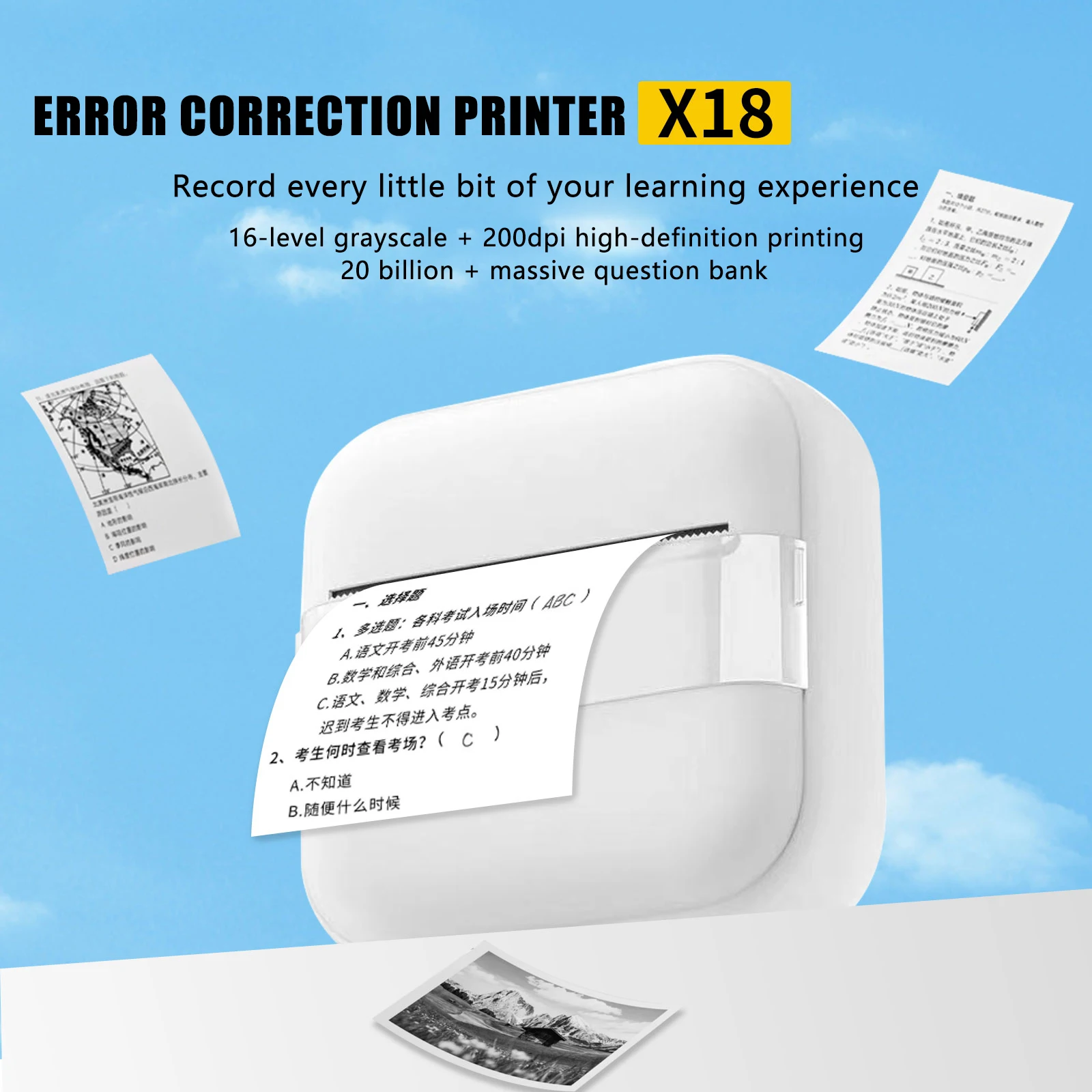 X18 Mini Portable Pocket Incorrect Question Printer Small Home USB ...