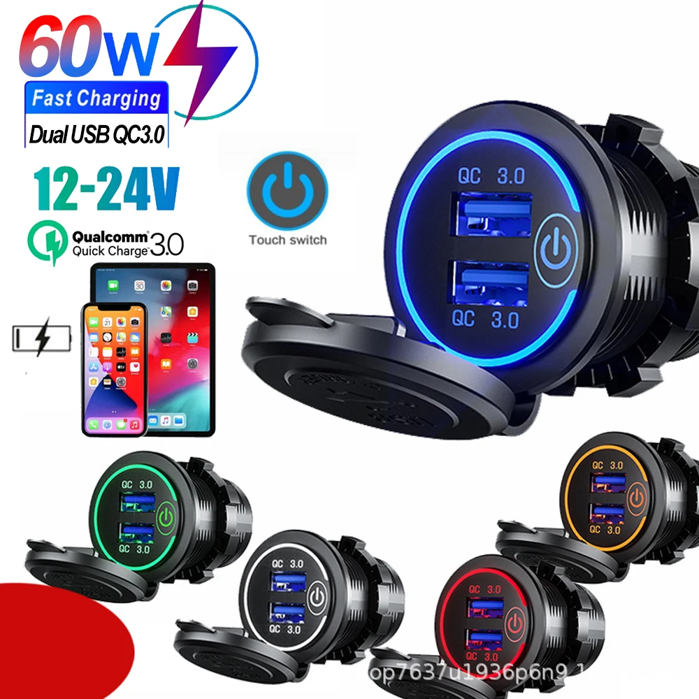 Quick-Charge-Dual-USB-Ports-Car-Charger-Waterpoof-Fast-Charging-Socket ...