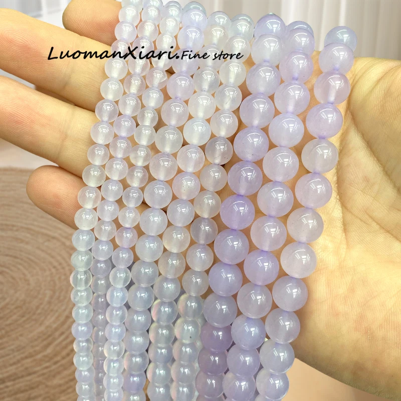 Natural Stone Lavender Agate Onyx 4-12mm Round Loose Spacer Beads for ...