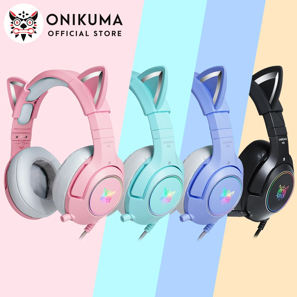 Onikuma k9 com fio fones de ouvido com luz rgb flexível hd mic gaming headset gamer 7.1 surround ...