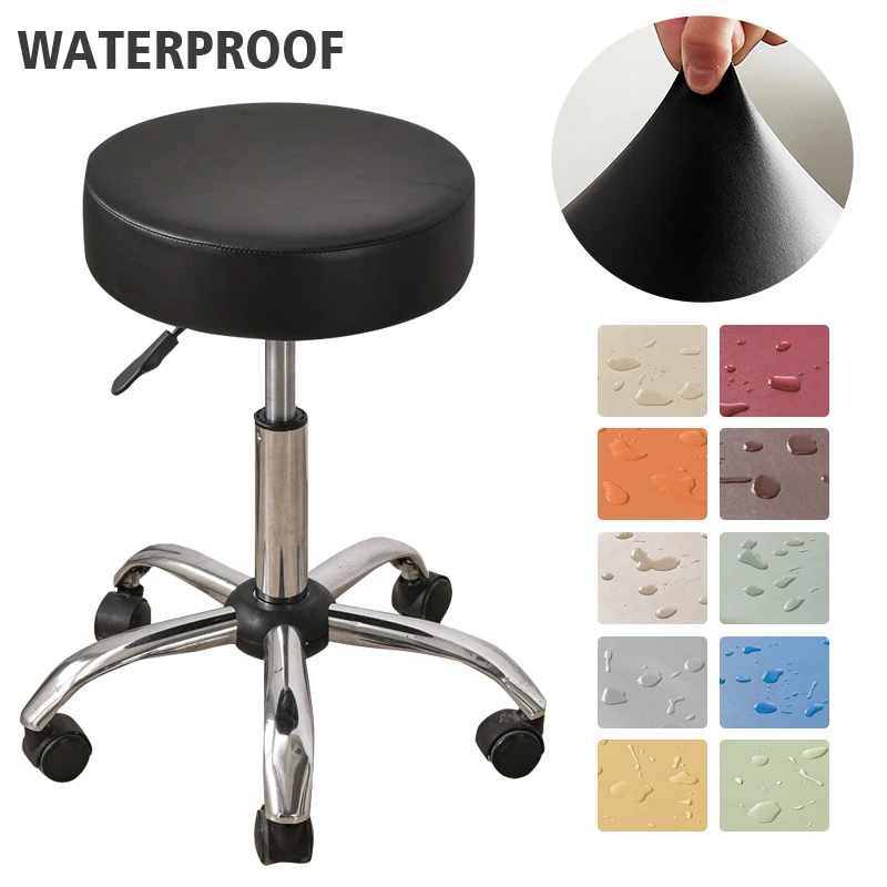 Waterproof-Round-Stool-Seat-Cover-with-Elastic-Bands-Slipcover-for ...