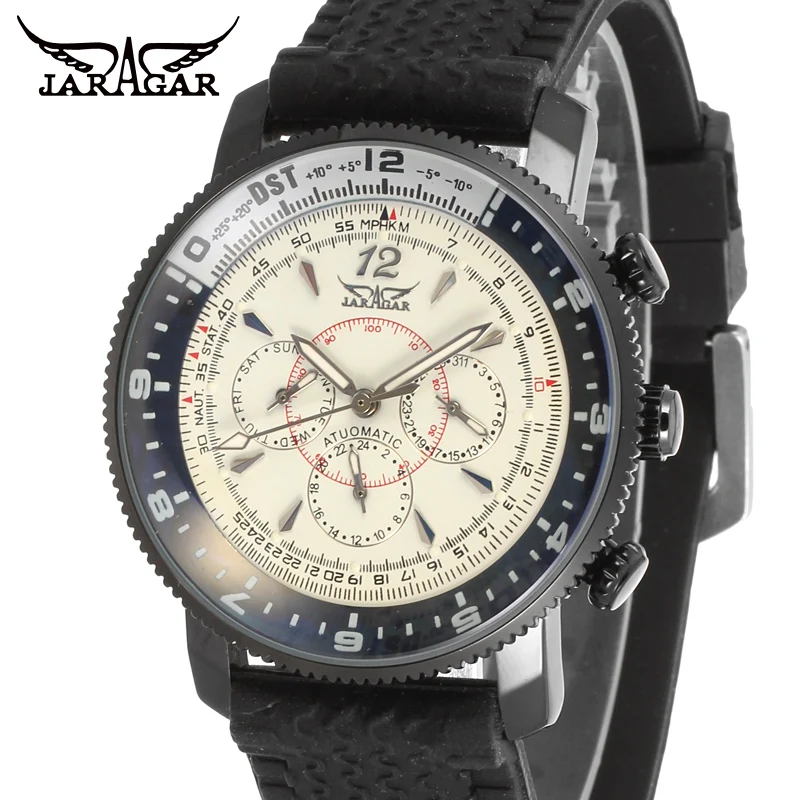 JARAGAR Mechanical watch Circular gear side dial multiple ring pattern ...
