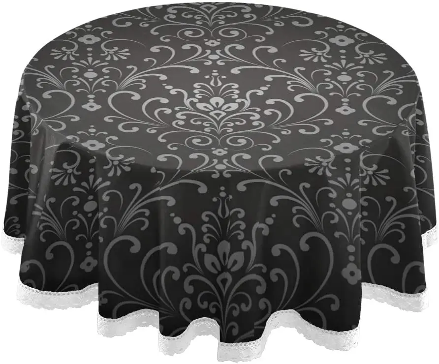 Round-Table-Cloth-Flowers-Gothic-Table-Cover-Crease-Resistant-Heat ...