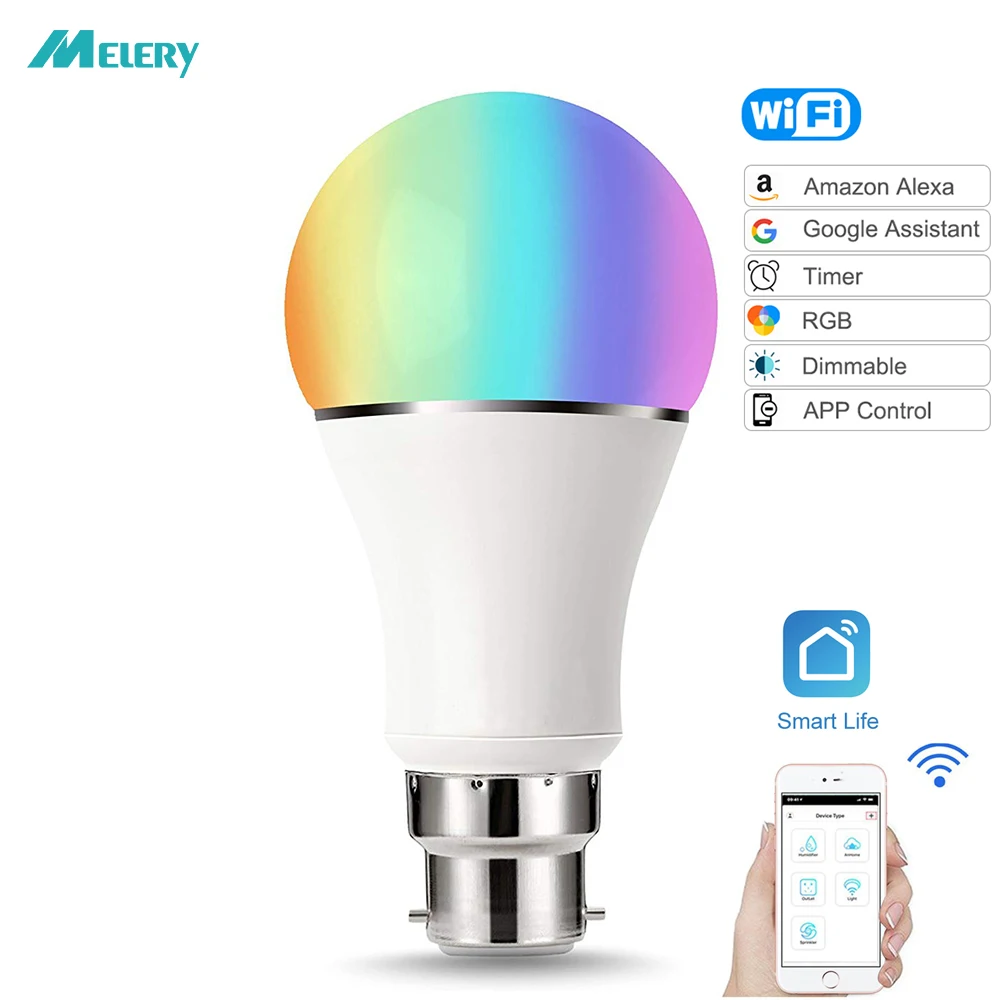 Smart LED Bulbs B22 RGBW Color Changing Light Bulb 60W Equivalent ...
