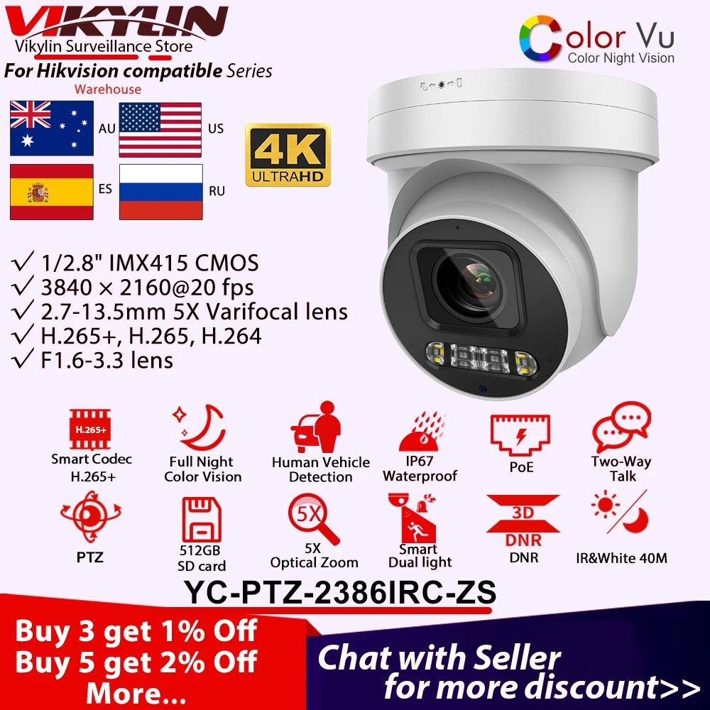 Vikylin-8MP-4K-IP-Security-Camera-5X-Zoom-Color-Night-for-Hikvision ...