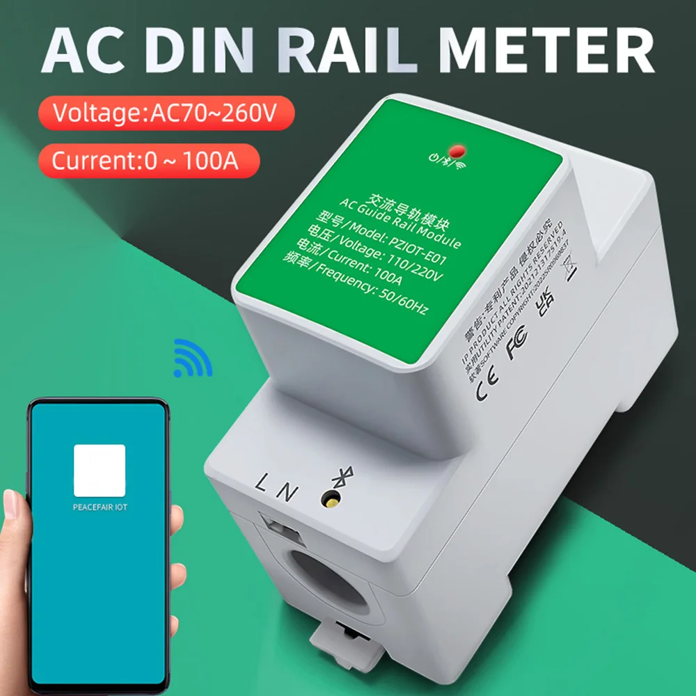 AC Single Phase Din Rail WIFI Power Meter Energy Wattmeter Electric Consumption Meter Tuya Smart ...