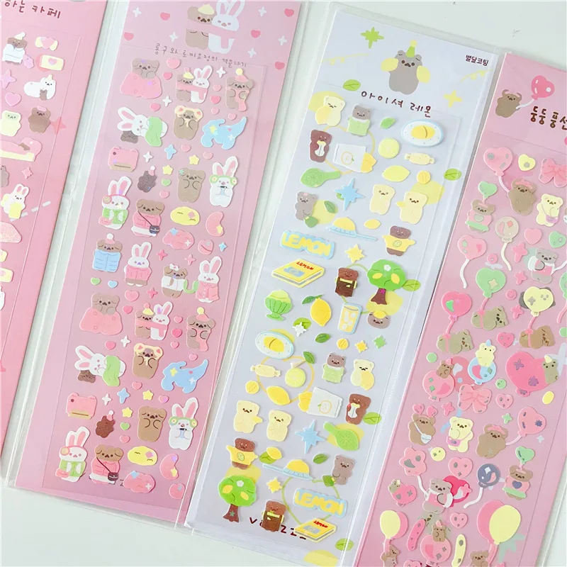 Korean-Ins-Cartoon-Bear-Outing-Cute-Stickers-Children-DIY-Collage ...