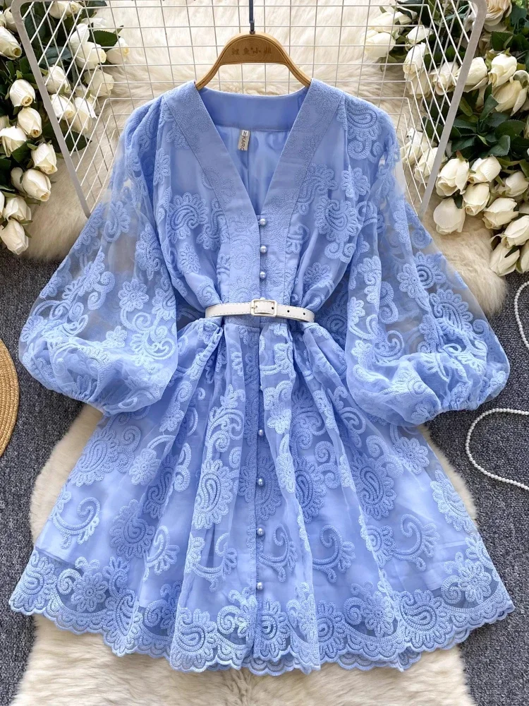 France Elegant Vintage Palace Evening Dress Women Embroidery Sashes ...