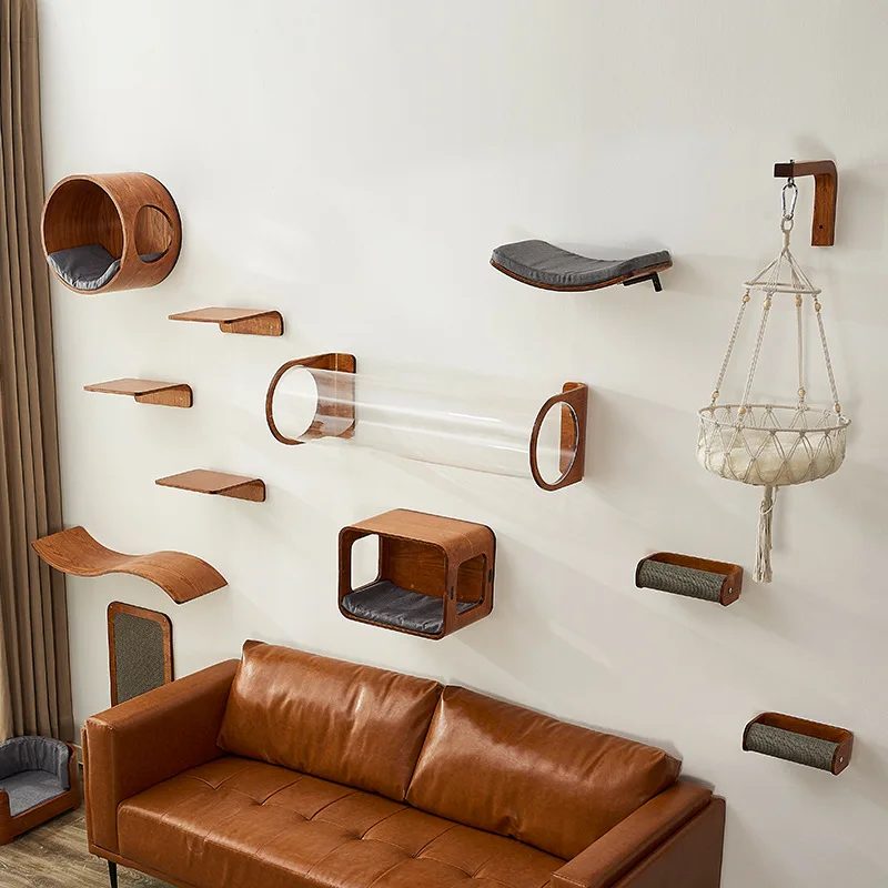 The-Latest-Diy-Cat-Climbing-Frame-wall-mounted-Solid-Wood-Cat-Jumping ...