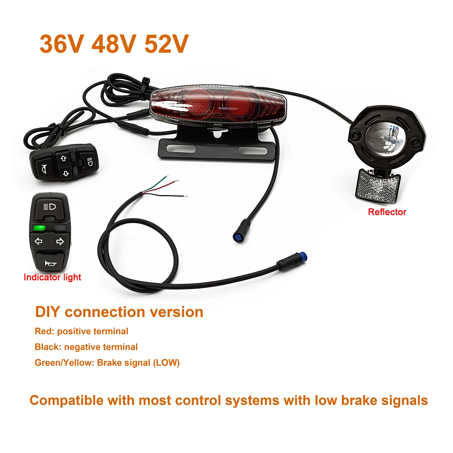 Ebke Electric Bicycle Ebike Light Set Universal 24v 36v 48v 60v Bafang Kunteng Julet Steering ...