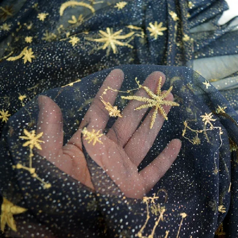 Glitter-Celestial-Moon-Star-Embroidered-Mesh-Tulle-Fabric-Lace-Fabric ...