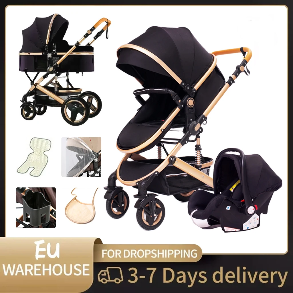 Poussette Multifonctionnelle 3 en 1 pour Bébé, Facile à Plier, Siège de ...