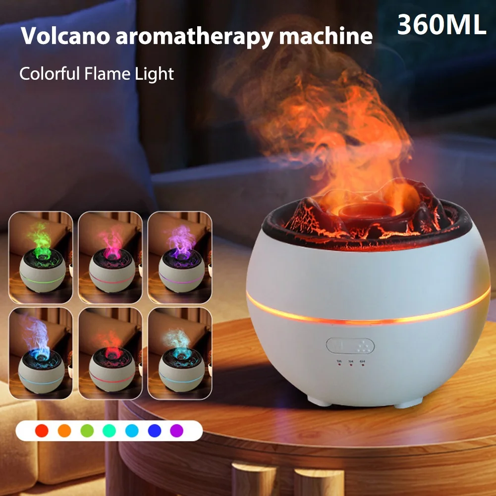 Flame-Volcano-Air-Humidifier-USB-Aroma-Diffuser-Essential-Oils-Diffuser-Ultrasonic-Fogger ...