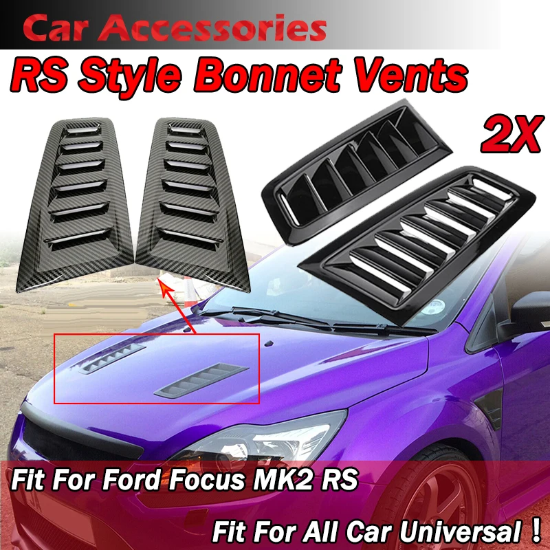 Rhyming-2Pcs-RS-Style-Car-Front-Engine-Hood-Bonnet-Vents-Air-Inlet-ABS ...
