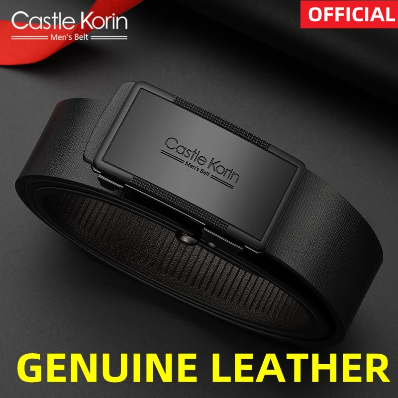 Castelo korin cinto de couro genuíno fivela sem dente marca luxo ...