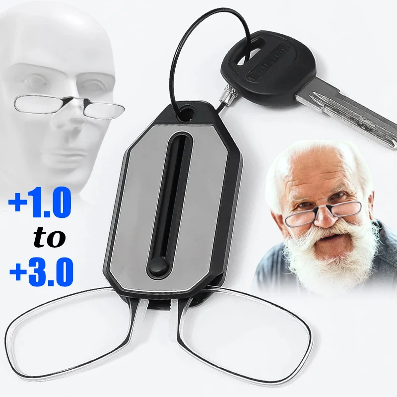 Fashion-Portable-Folding-Legless-Nose-Clip-Reading-Glasses-Men-Women ...