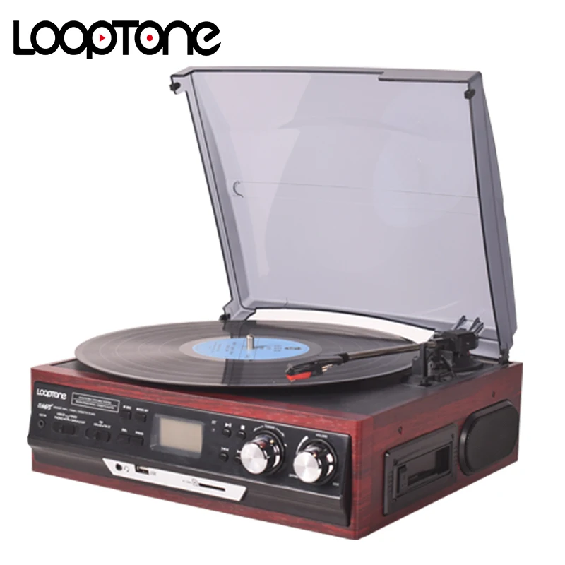 LoopTone Stereo Phono Turntable BT Vintage Vinyl LP Record Player AMFM ...
