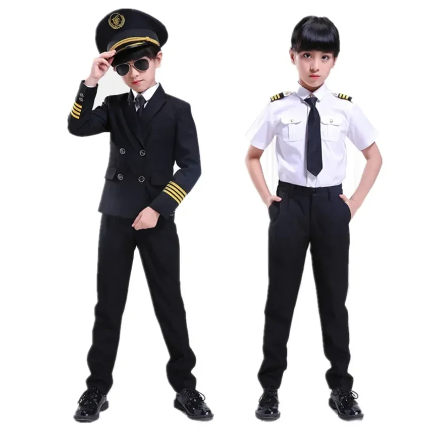 Kids-Pilot-Costumes-Children-Cosplay-for-Boys-Girls-Flight-Attendant ...