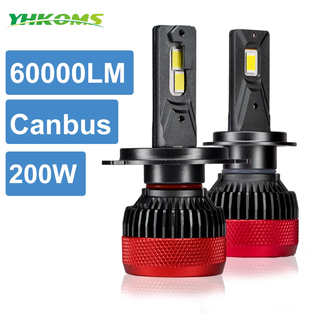 YHKOMS 200W 60000LM H7 LED H4 Canbus H1 H8 H9 H11 HB3 HB4 Car Headlight Bulbs 9005 9006 auto fog ...