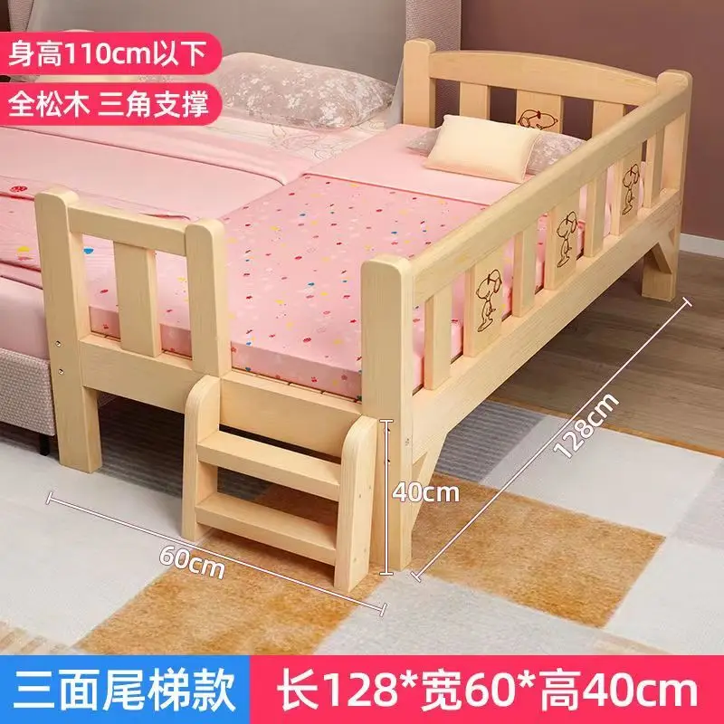 Solid-Wood-Children-Beds-with-Guardrail-Small-Infant-Bedside-Single ...