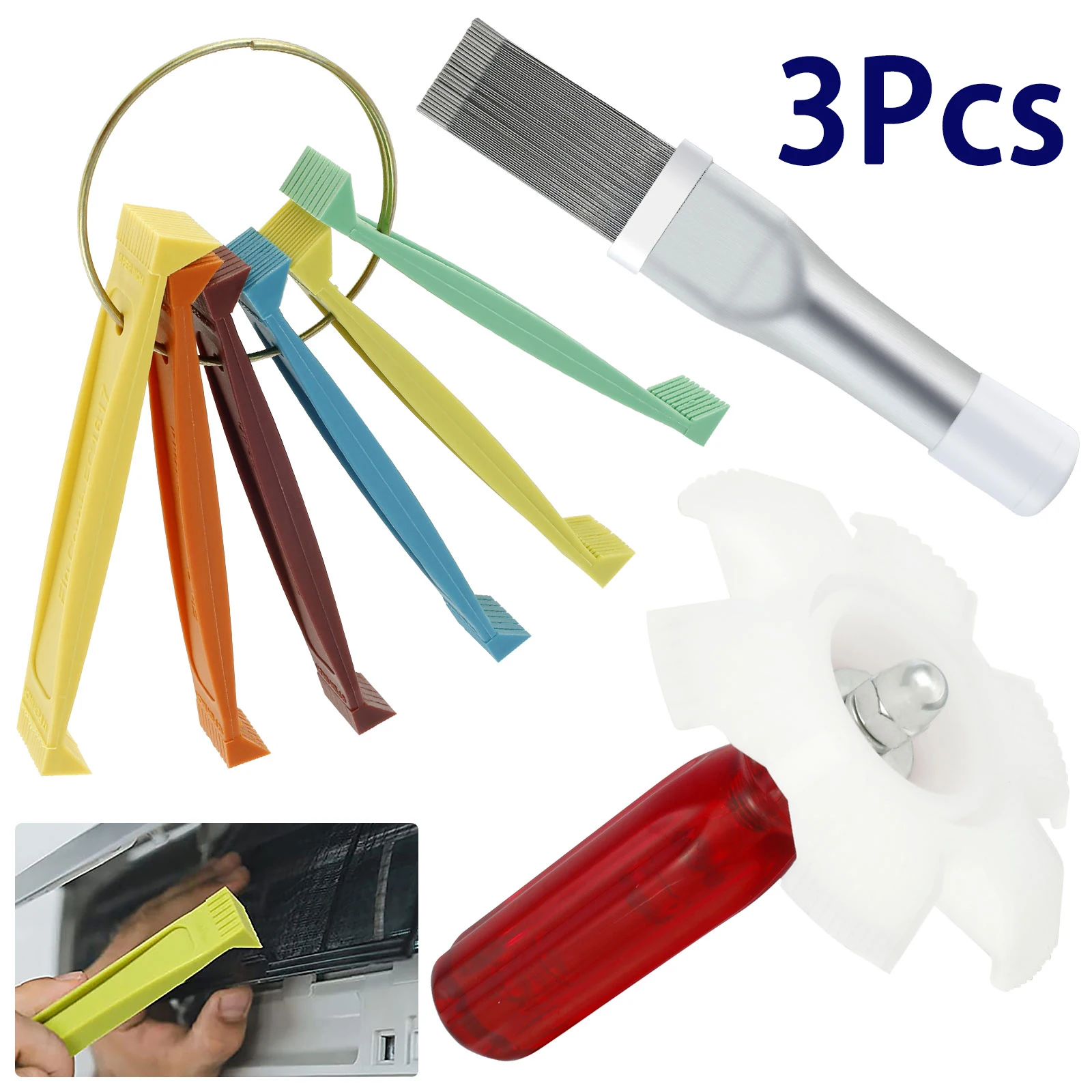 3Pcs-Air-Conditioner-Fin-Cleaner-Brush-Set-Portable-Condenser-Fin ...