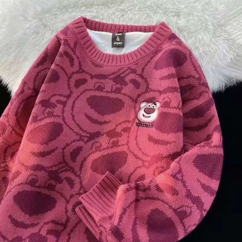 Disney-Cartoon-Lotso-Cute-Pink-Sweater-Women-Autumn-Winter-New-Loose ...