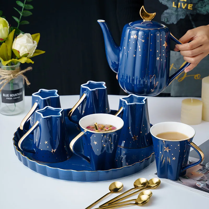 8Pcs-set-Light-Luxury-Star-Moon-Ceramic-Mug-Tea-Pot-Set-High-Quality ...