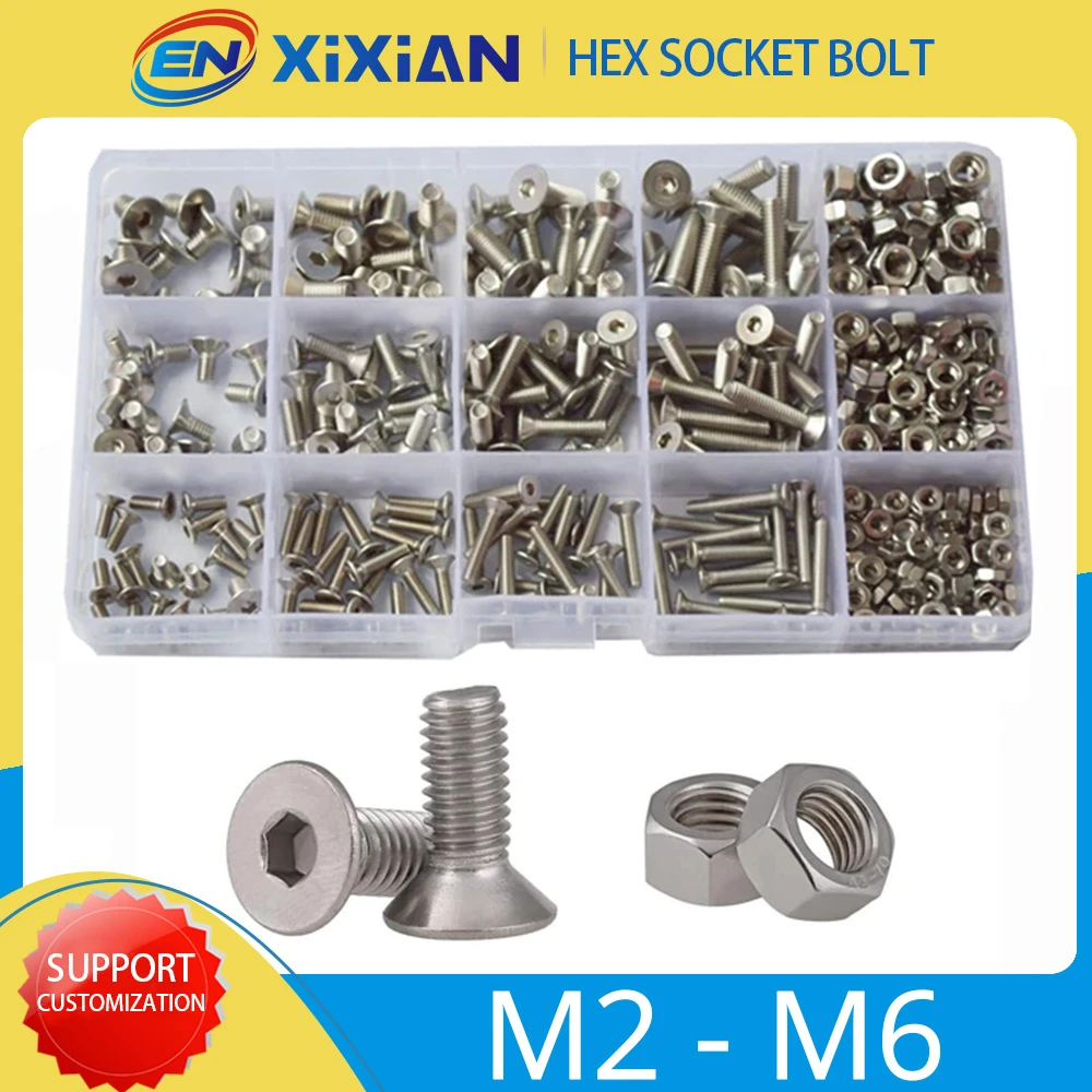 304 Stainless Steel Hexagon Assortment Kit | M3 Countersunk Screw ...