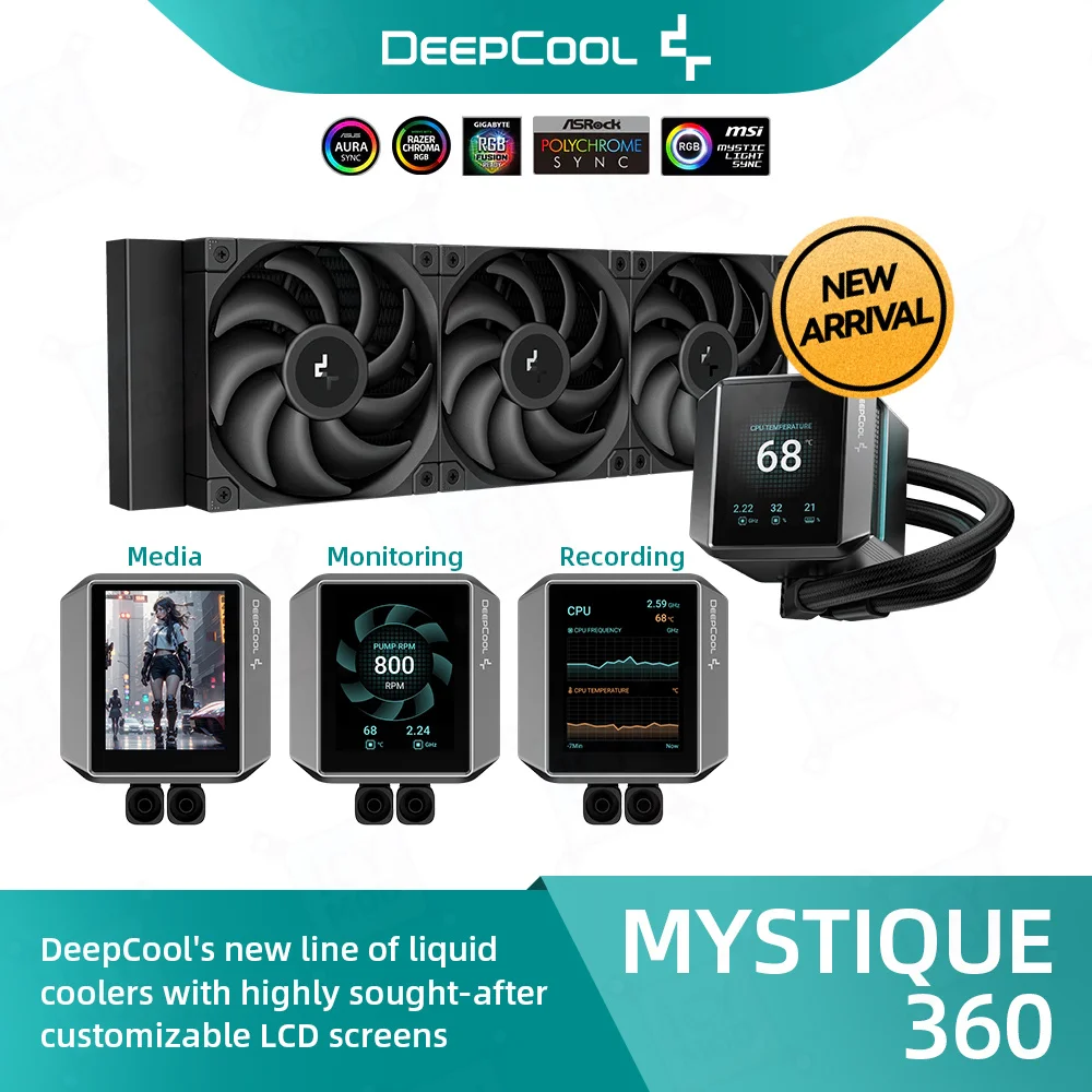 DeepCool-2-8-LCD-CPU-Water-Cooler-All-in-one-MYSTIQUE-360-Real-time ...