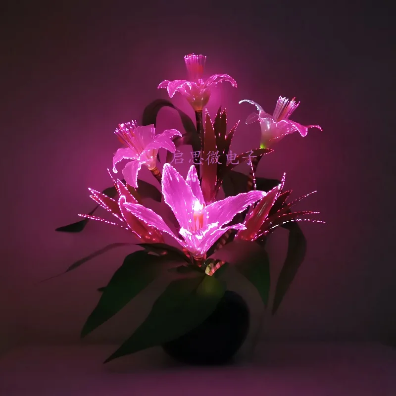 Multicolored Change Artificial Flowers Lamp Lily Table Light Indoor ...
